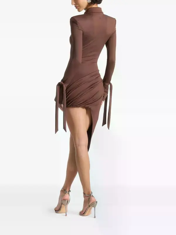 Manière De Voir Manìere De Voir Diane Draped Asymmetric Mini Dress - Brown