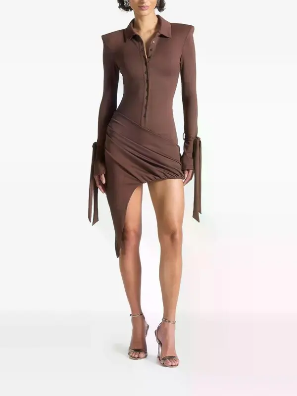 Manière De Voir Manìere De Voir Diane Draped Asymmetric Mini Dress - Brown