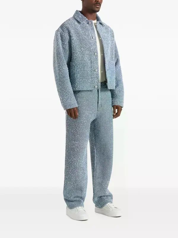 Manière De Voir Maniere De Voir Bouclé Denim Jacket With Back Pleat - Blue
