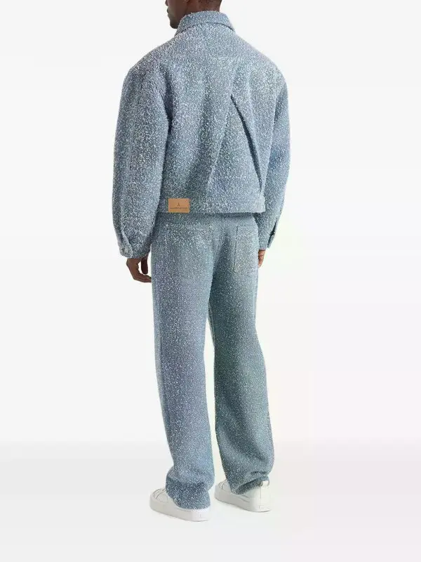 Manière De Voir Maniere De Voir Bouclé Denim Jacket With Back Pleat - Blue