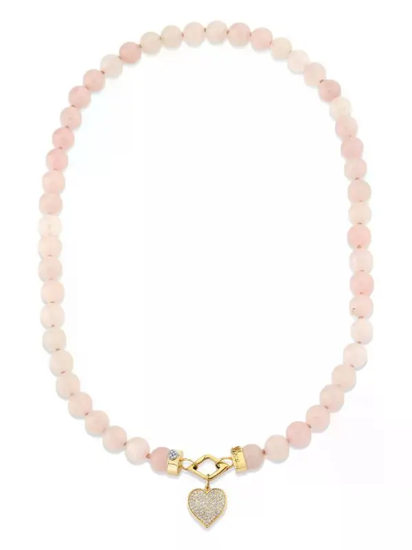 SYDNEY EVAN 14k Yellow Rose Quartz And Diamond Necklace - Gold