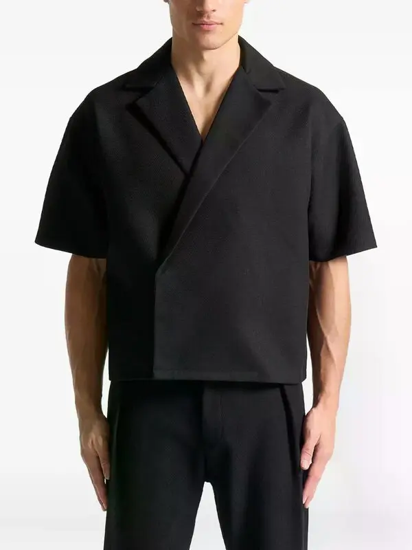 Manière De Voir Abel Boxy Twill Double Breasted Shirt - Black