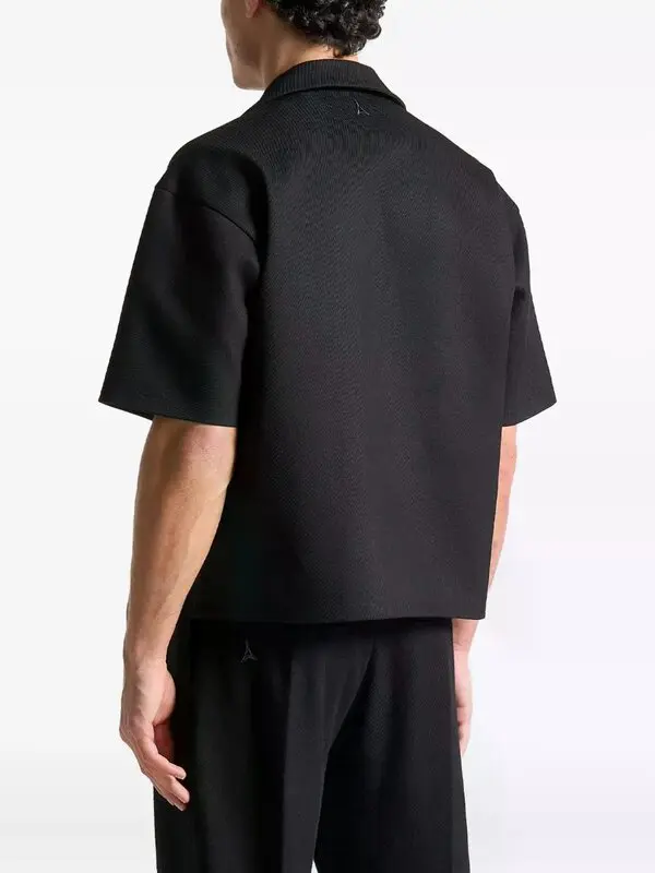 Manière De Voir Abel Boxy Twill Double Breasted Shirt - Black