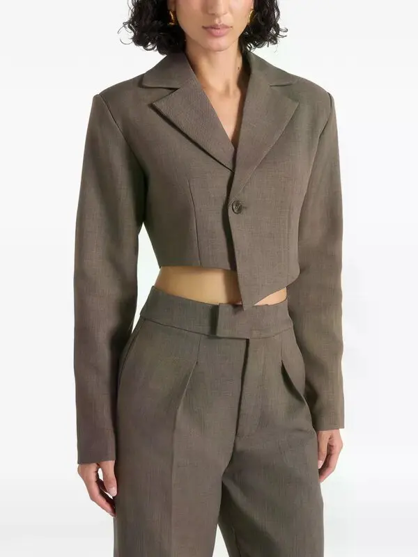 Manière De Voir Asymmetric Tailored Cropped Blazer - Brown