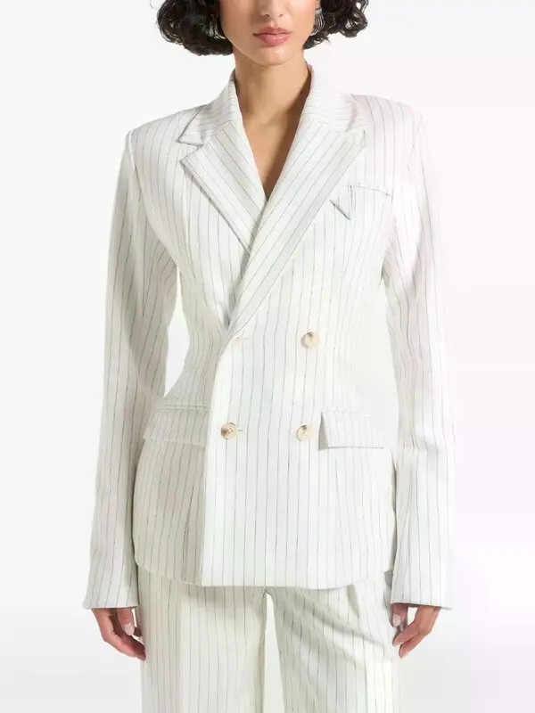 Manière De Voir Manier De Voir Maia Pinstripe Double-breasted Blazer - White