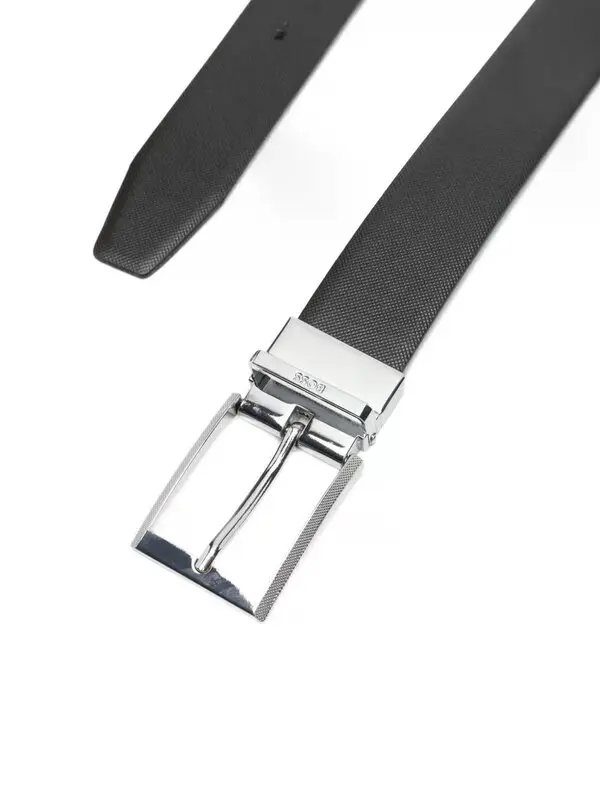 BOSS Leather Belt With Silver-tone Buckle
