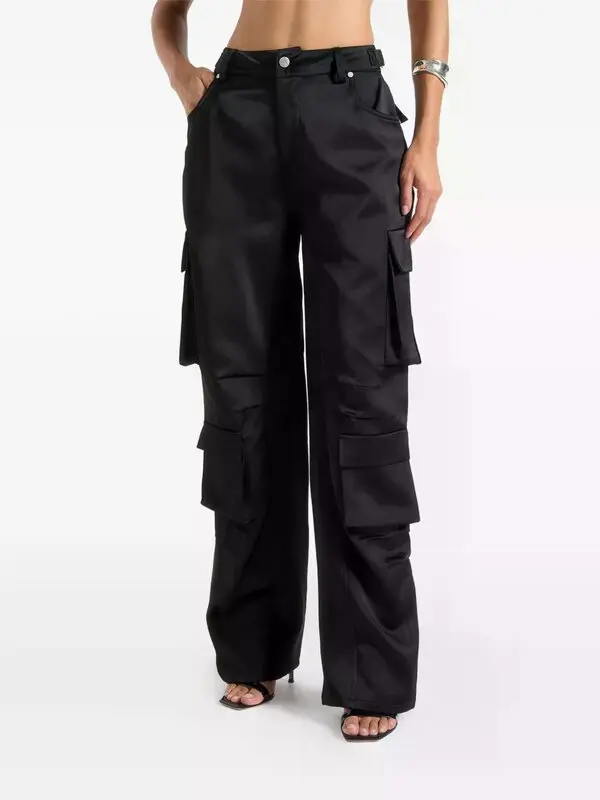 Manière De Voir Maniere De Voir Satin High Waisted Cargo Pants - Black