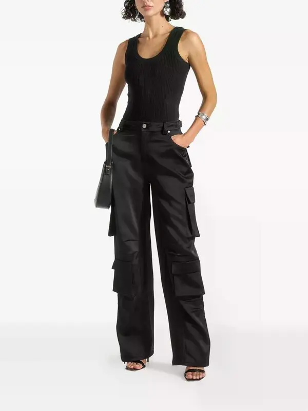 Manière De Voir Maniere De Voir Satin High Waisted Cargo Pants - Black