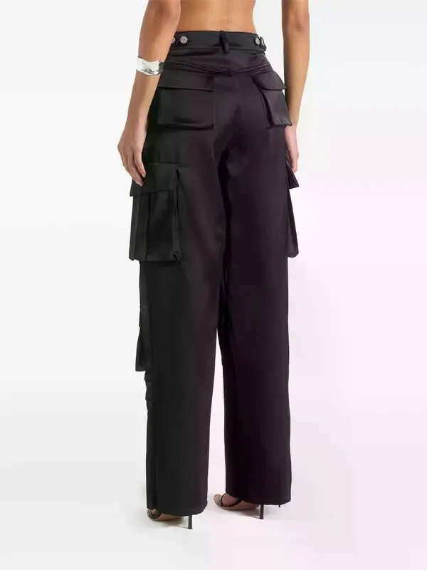 Manière De Voir Maniere De Voir Satin High Waisted Cargo Pants - Black