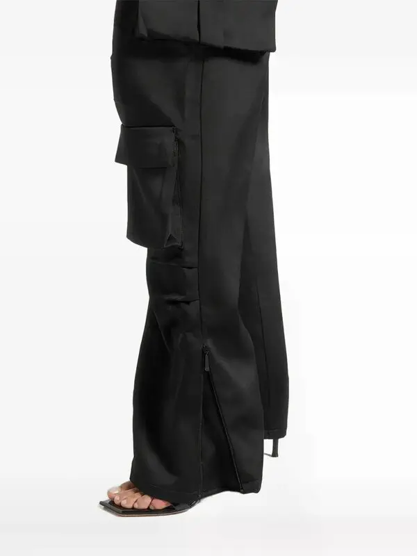 Manière De Voir Maniere De Voir Satin High Waisted Cargo Pants - Black