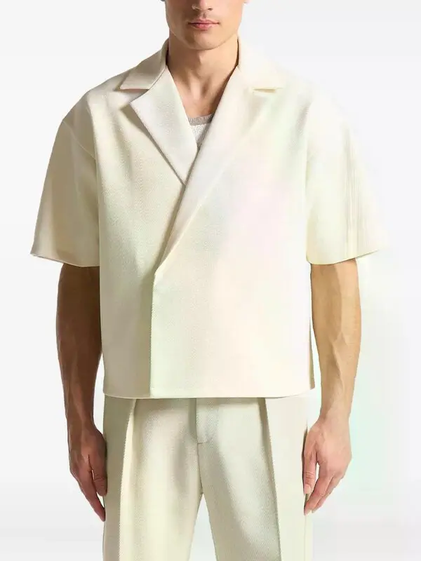 Manière De Voir Abel Boxy Twill Double Breasted Shirt - Neutrals