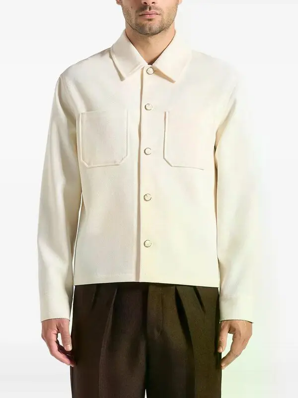 Manière De Voir Benoit Twill Pocket Cropped Shirt Cream - Neutrals