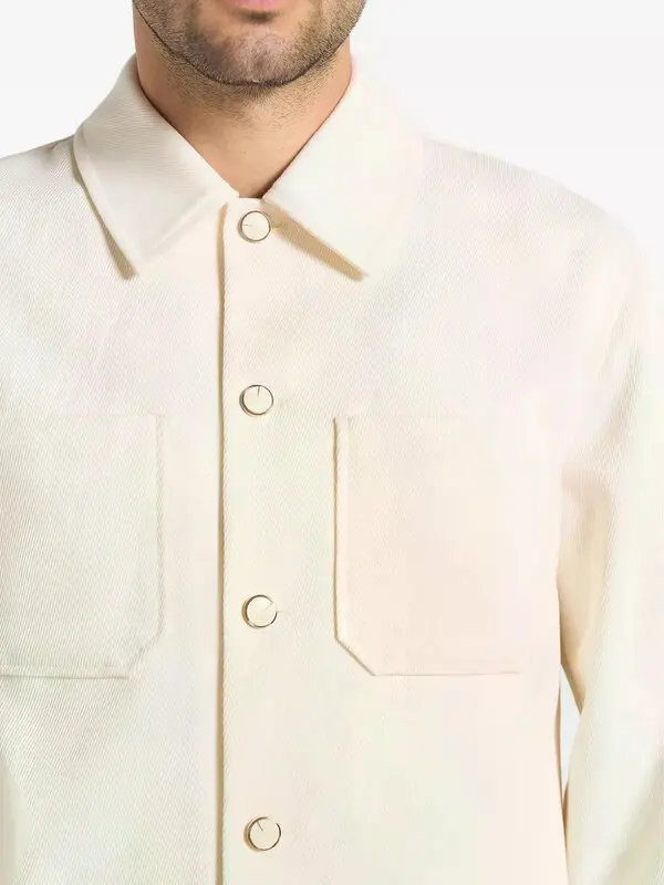 Manière De Voir Benoit Twill Pocket Cropped Shirt Cream - Neutrals