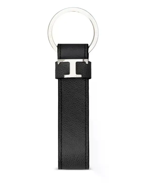 TOD'S Leather T-logo Keyring - Black
