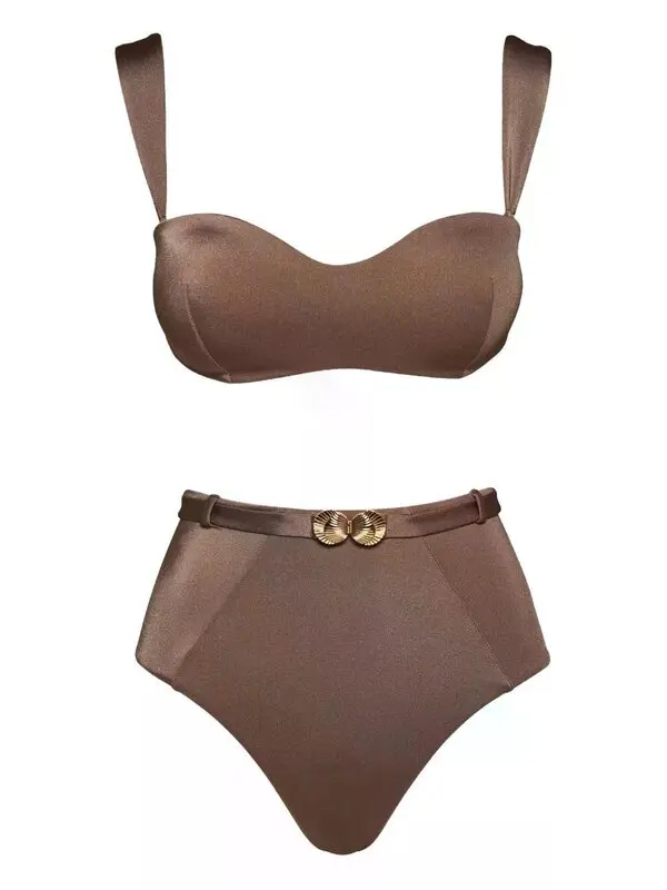 NOIRE SWIMWEAR High-waisted Two-piece Bikini Set - Brown