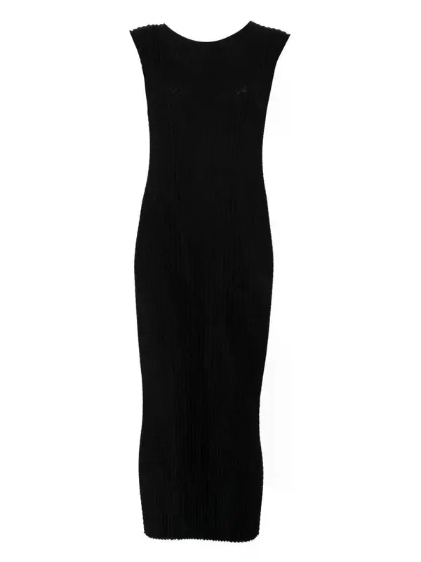 Issey Miyake Ribbed Sleeveless Midi Dress - Black