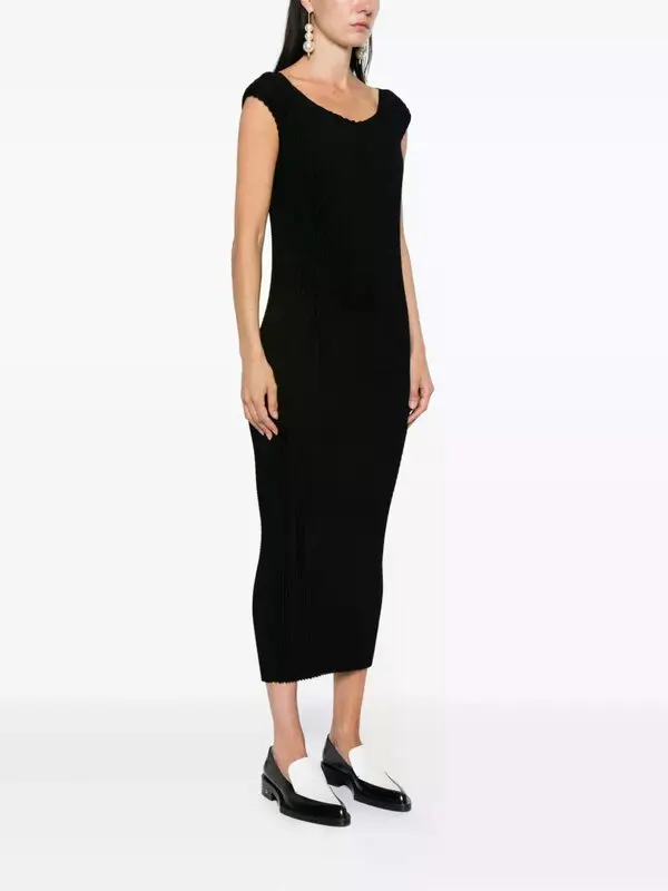Issey Miyake Ribbed Sleeveless Midi Dress - Black