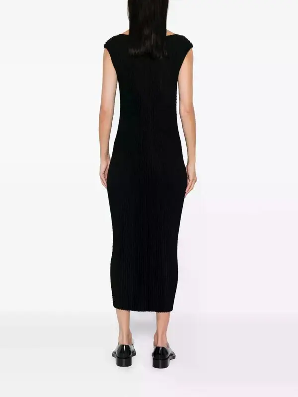 Issey Miyake Ribbed Sleeveless Midi Dress - Black