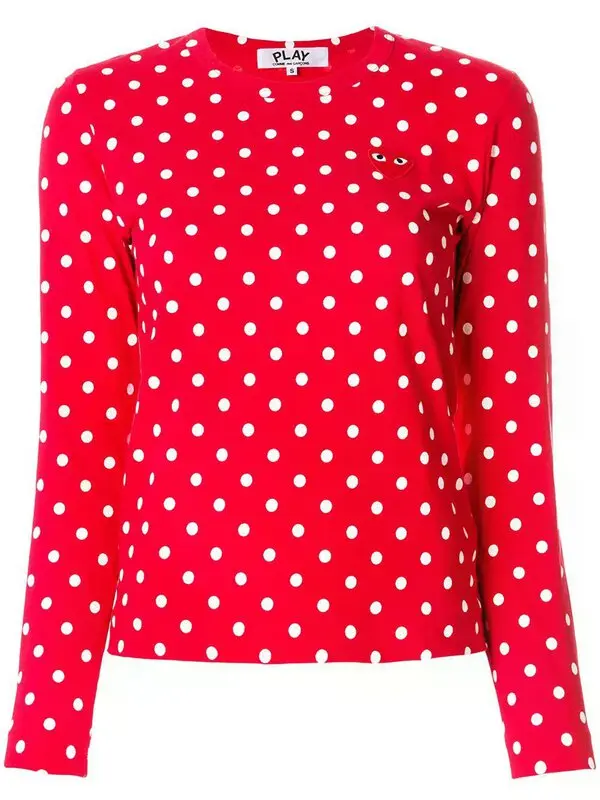 Play Comme Des Garcon Polka Dot Heart Logo T-shirt - 3 Red