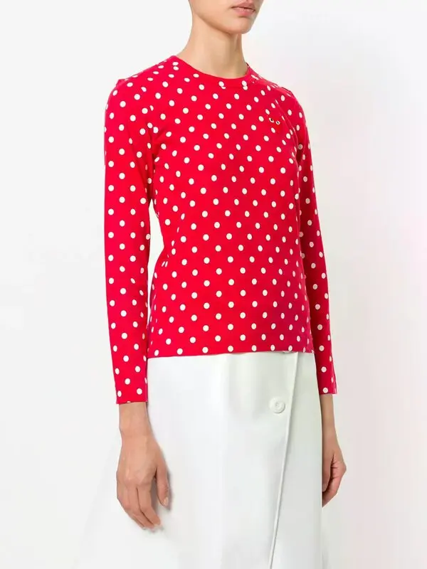Play Comme Des Garcon Polka Dot Heart Logo T-shirt - 3 Red