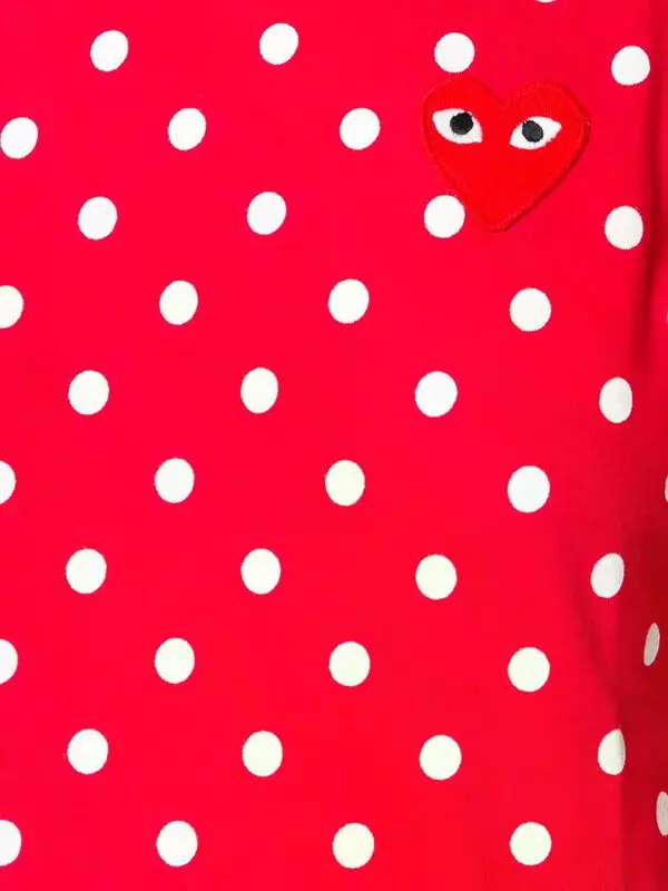 Play Comme Des Garcon Polka Dot Heart Logo T-shirt - 3 Red