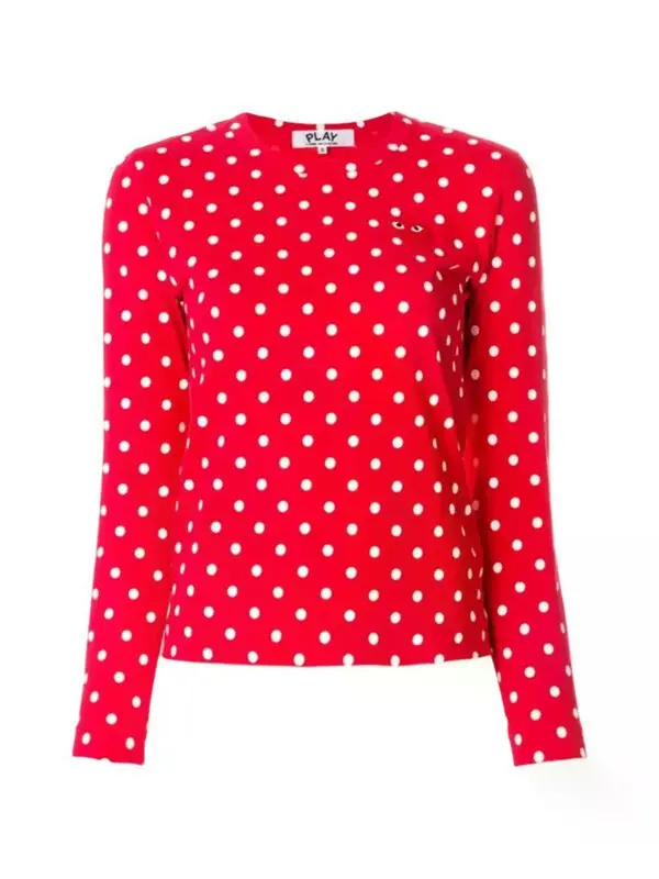 Play Comme Des Garcon Polka Dot Heart Logo T-shirt - Red