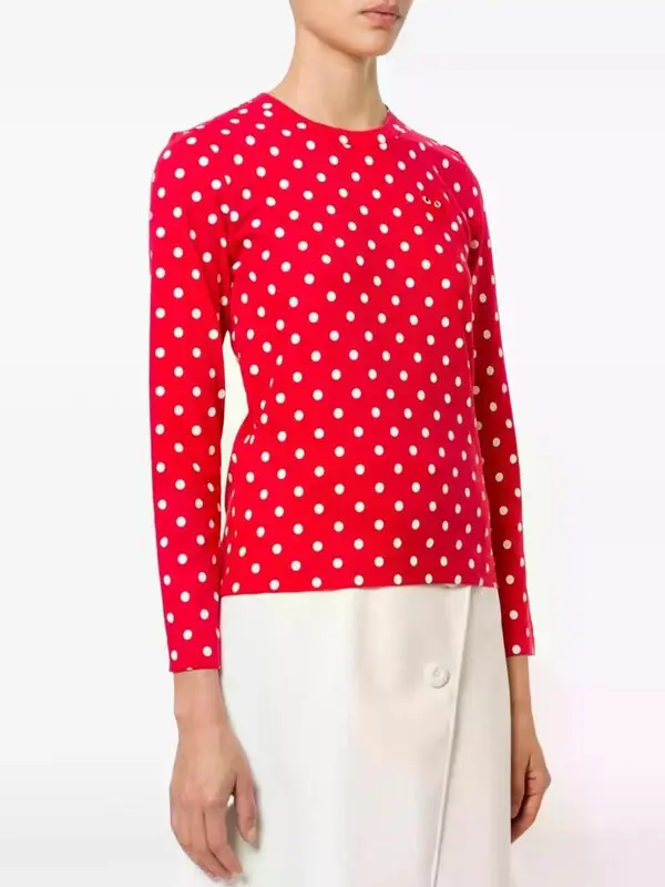 Play Comme Des Garcon Polka Dot Heart Logo T-shirt - Red