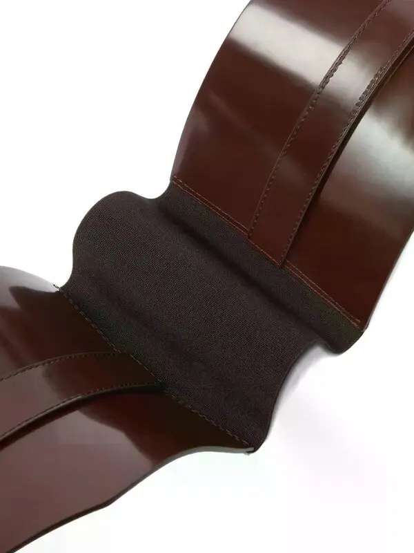 Pinko Patent Leather Wide Belt With Buckle In Brown - 60  display picture 3