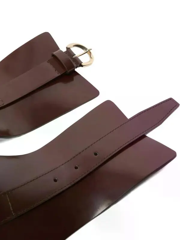 Pinko Patent Leather Wide Belt With Buckle In Brown - 60  display picture 2