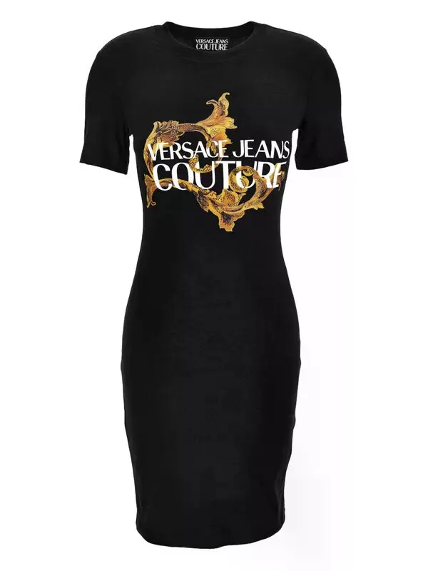 Versace Logo-print Midi Dress - Black