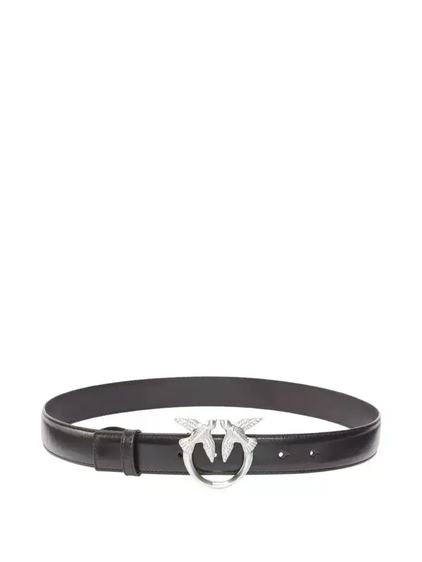 Pinko Love Berry Bird-embellished Leather Belt - Black