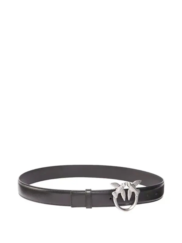 Pinko Love Berry Bird-embellished Leather Belt - Black