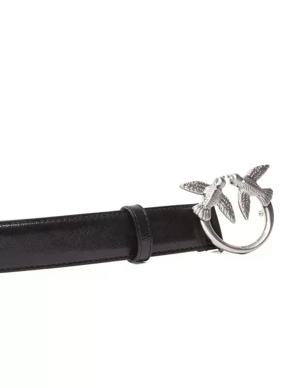 Pinko Love Berry Bird-embellished Leather Belt - Black