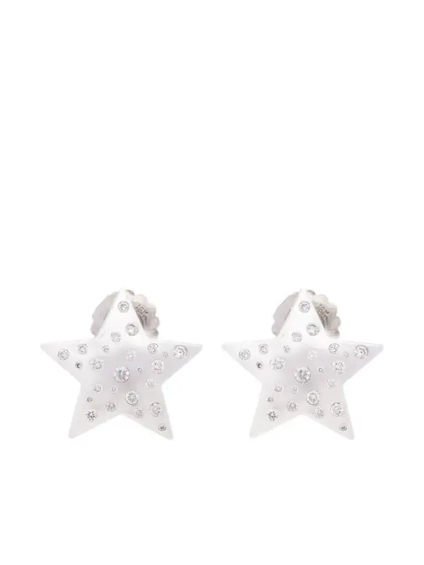 FUTURE FORTUNE 18k Gold Diamond Star Earrings - Silver