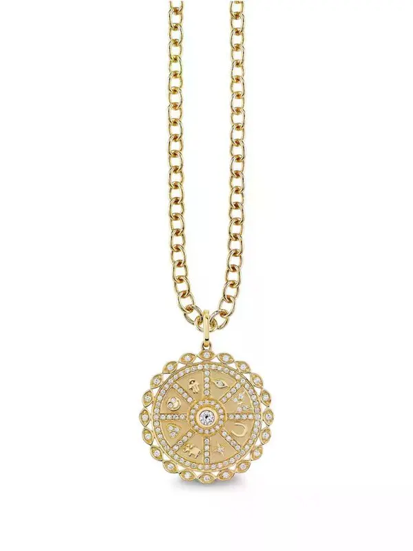 SYDNEY EVAN 14k Yellow Icon Wheel Diamond Pendant Necklace - Gold