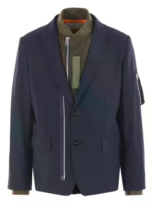 Sacai Zip-detail Button Jacket - Blue