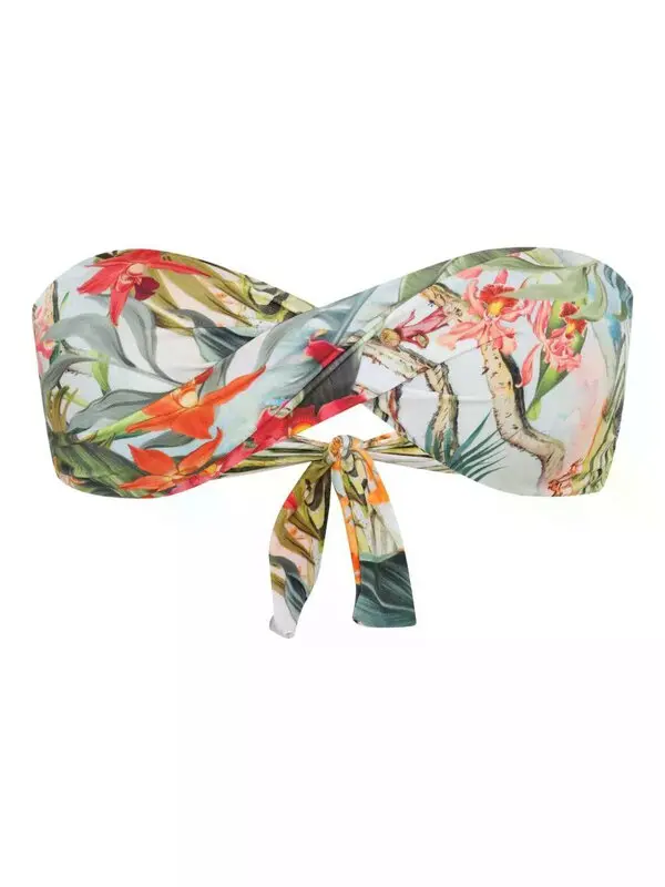 LYGIA & NANNY Hawaii Twisted-front Floral Bikini Top - White