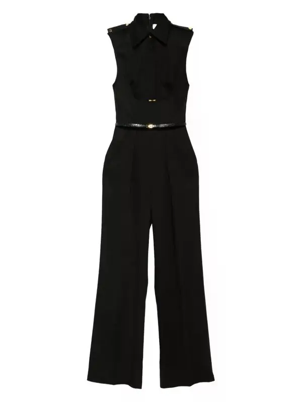 Elisabetta Franchi Collared Belted Jumpsuit - Black