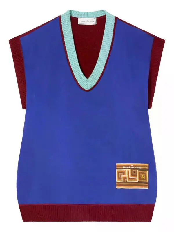 PIERRE-LOUIS MASCIA V-neck Patch Vest - Blue