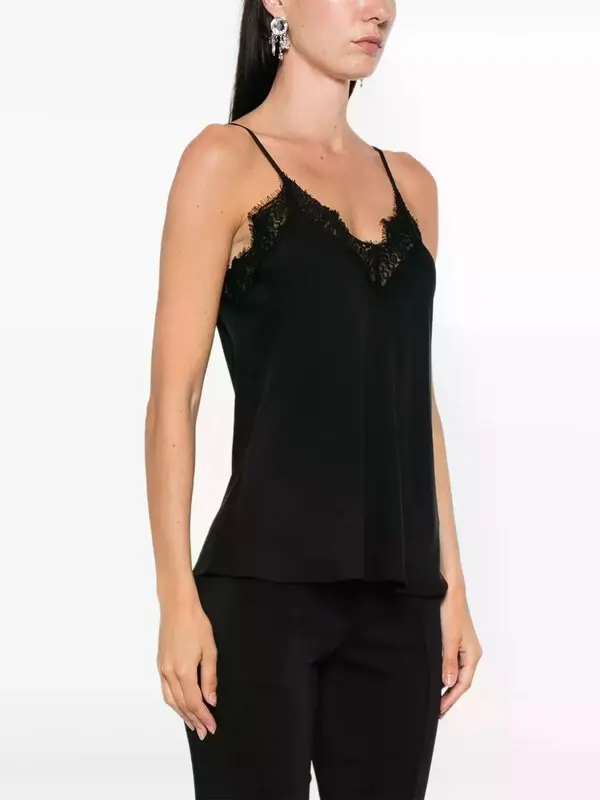 NISSA Lace-trimmed V-neck Top
