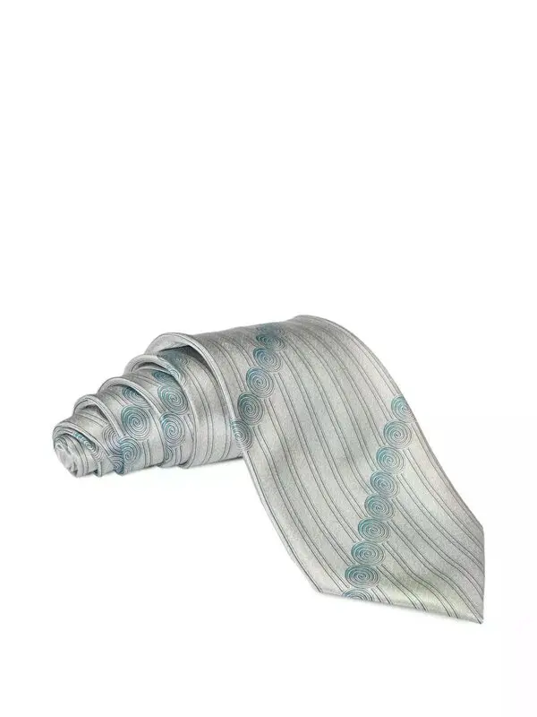 ZILLI Linear Swirl Silk Neck Tie - Blue