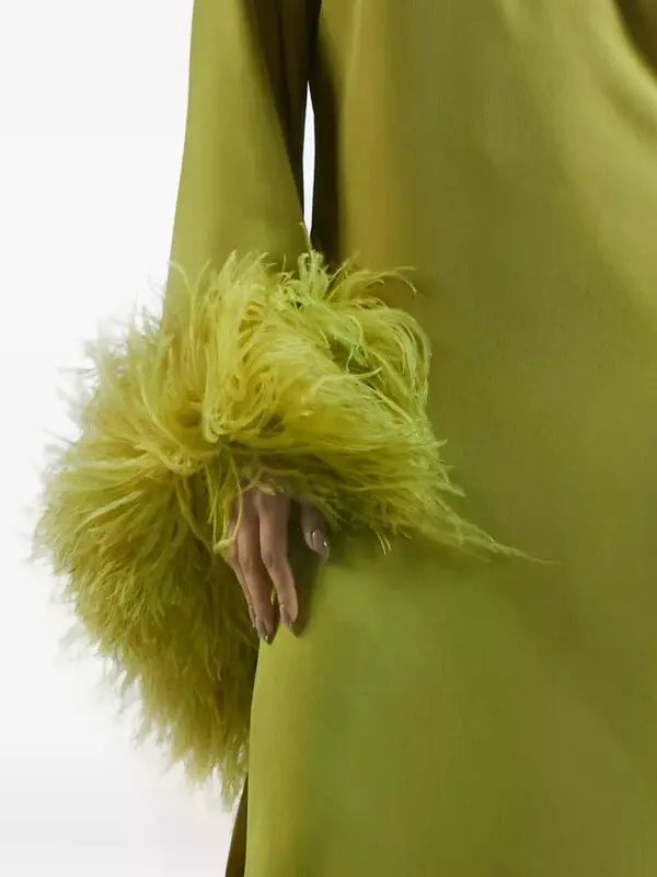 TALLER MARMO Baler Feather-trimmed One-shoulder Maxi Dress