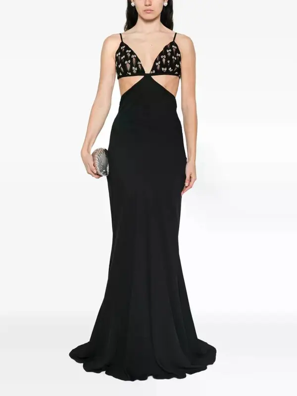 NISSA Embellished Cut-out Maxi Dress