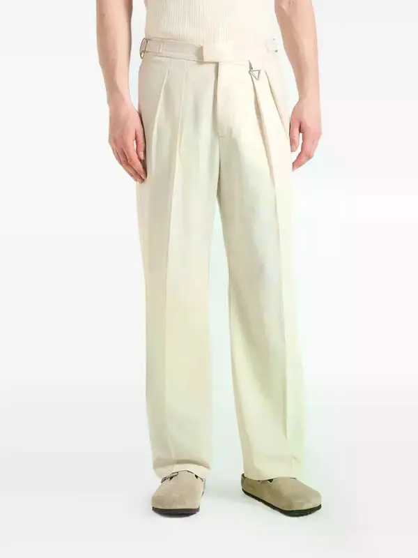 Manière De Voir Pierre Pleated Tailored Linen Trousers - Neutrals