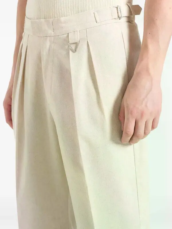 Manière De Voir Pierre Pleated Tailored Linen Trousers - Neutrals