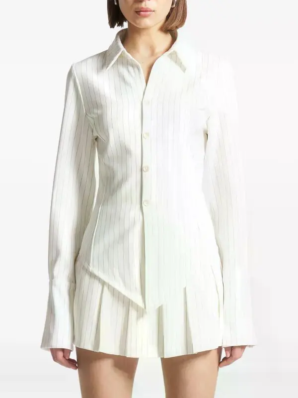 Manière De Voir Pinstripe Angled Shirt With Deep Cuffs - White