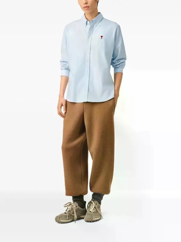 AMI Paris Classic Fit Button-down Shirt With De Coeur Embroidery
