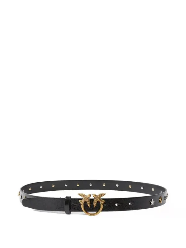 Pinko Star-studded Love Birds-buckle Belt - Black