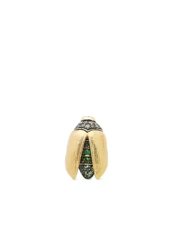 BIBI VAN DER VELDEN 18k Yellow Diamond And Tsavorite Scarab Earring - Gold