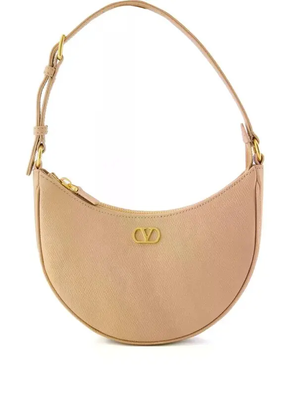 Valentino Garavani Vlogo Signature Mini Shoulder Bag In Grainy Calfskin - Neutrals